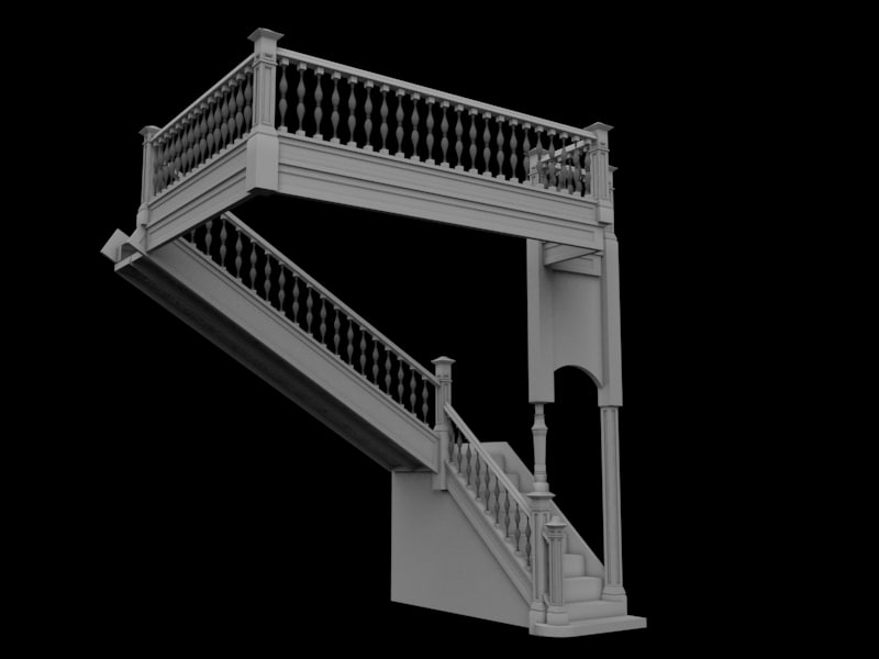 3d model victorian banister