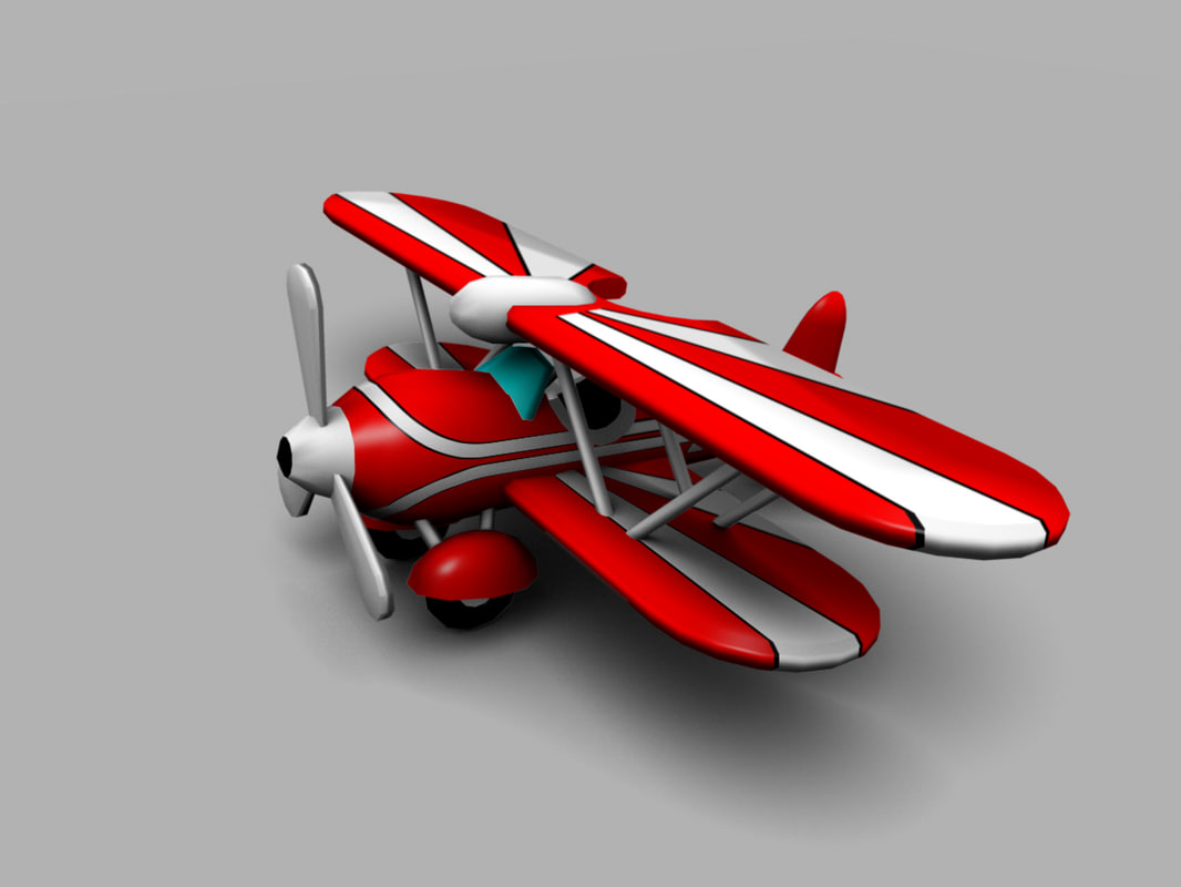 cartoon bi-plane fbx