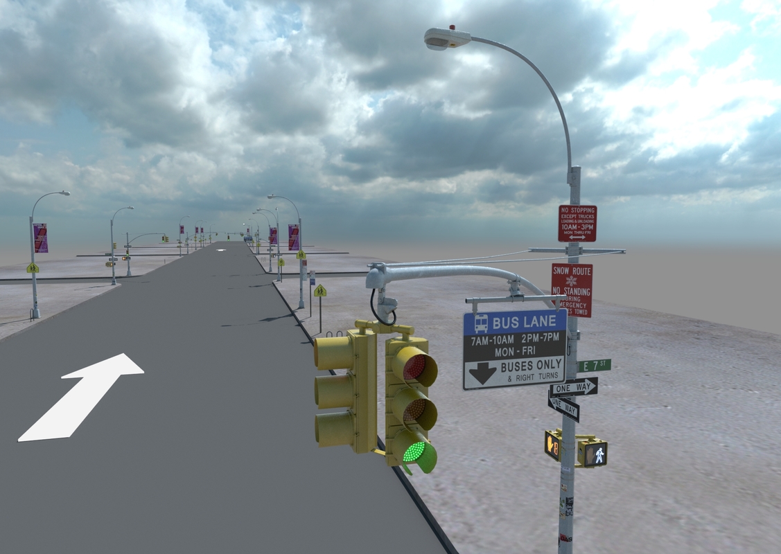 3d nyc traffic light signal