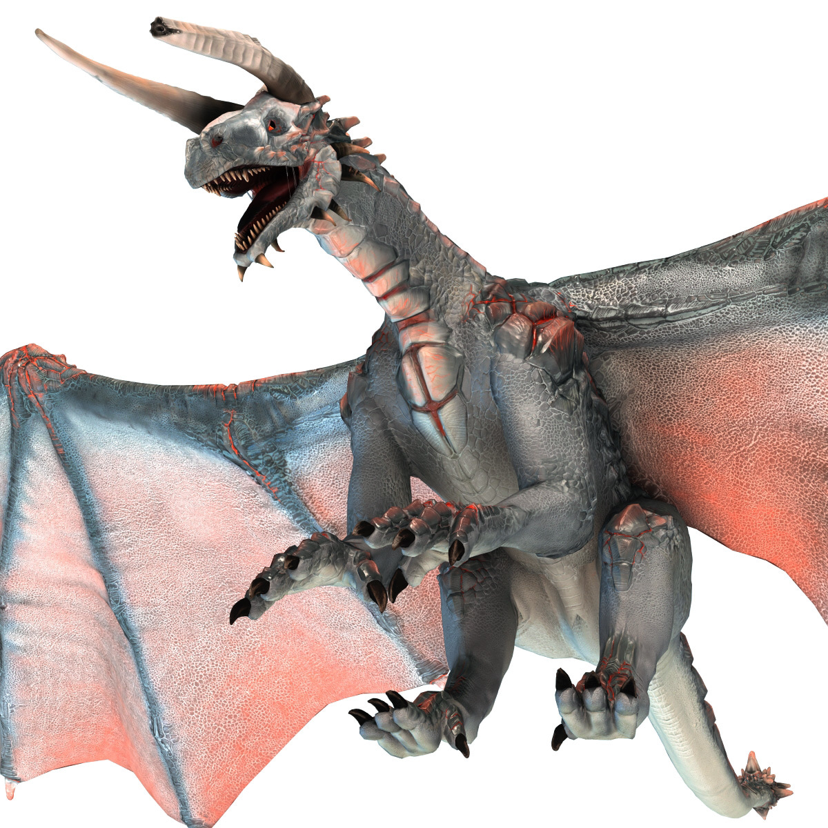 3d realistic volcano dragon pose model