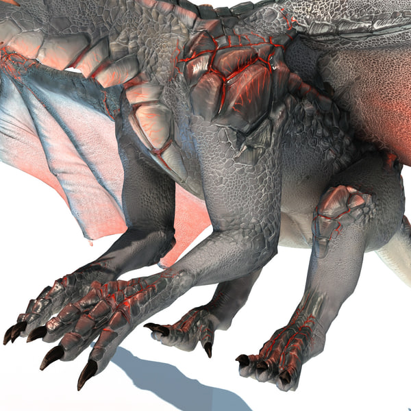 3d realistic volcano dragon pose model