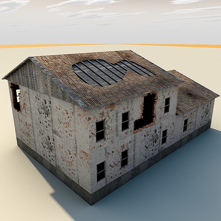 3d model weathered houses building