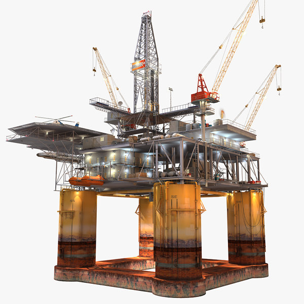 oil rig scene 3d model