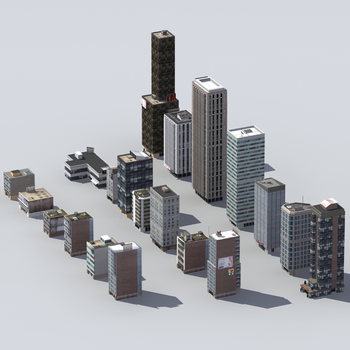 20 city buildings skyscrapers 3d 3ds
