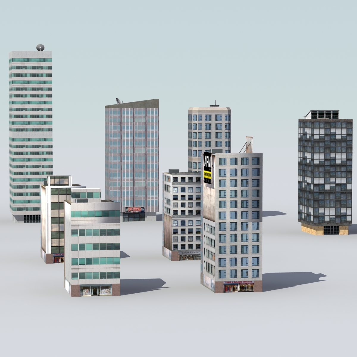 20 city buildings skyscrapers 3d 3ds
