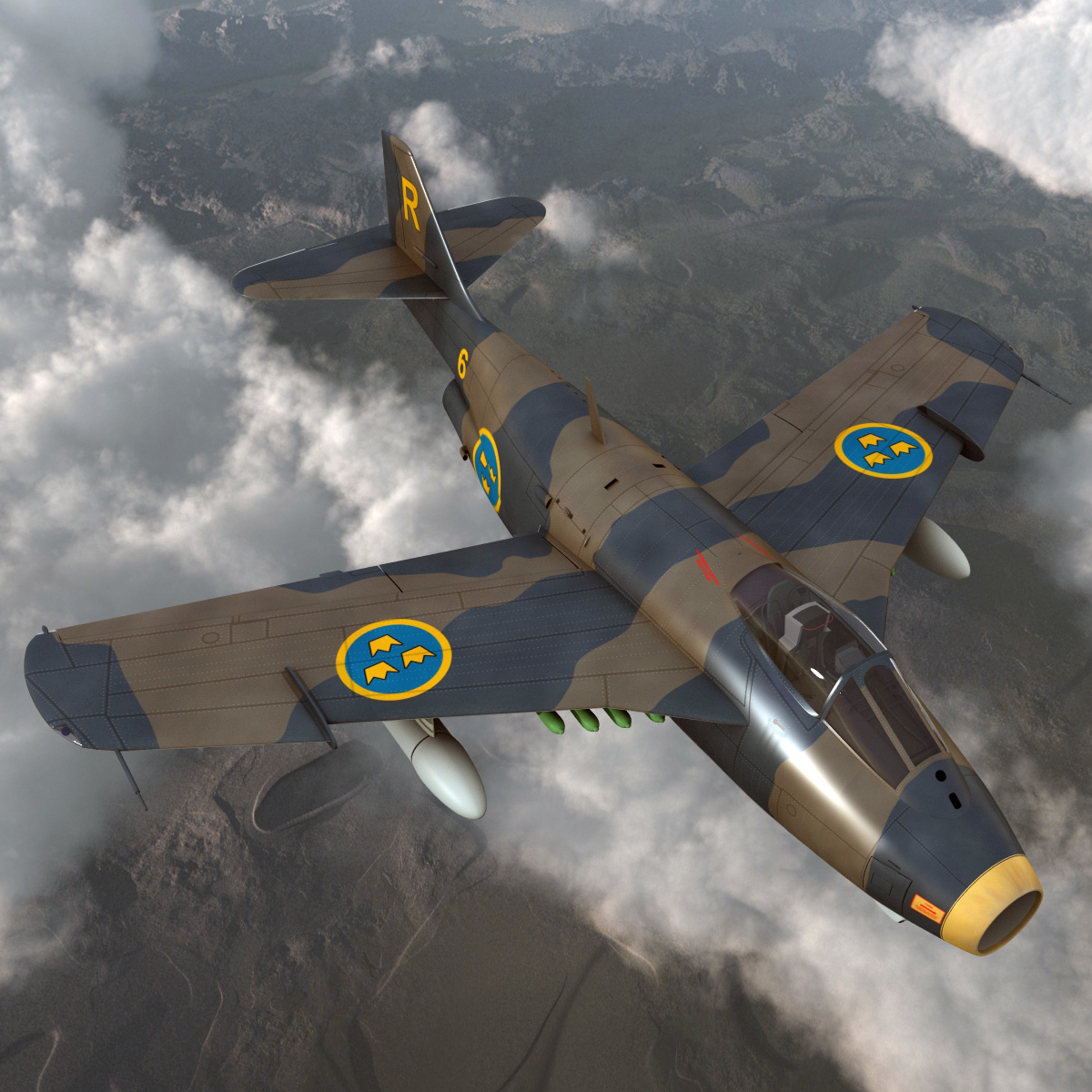3d realistic saab j 29f model