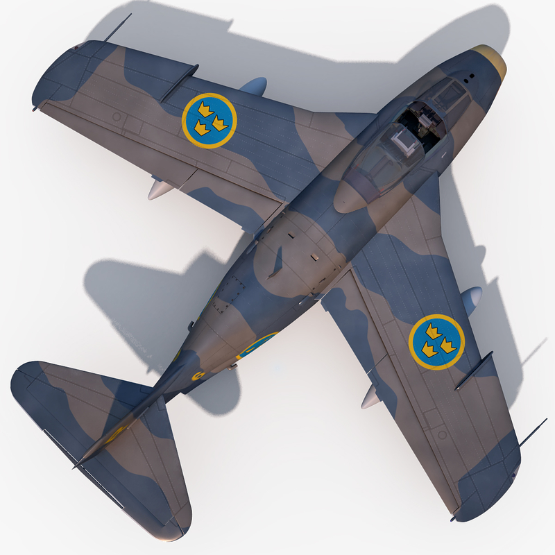 3d realistic saab j 29f model