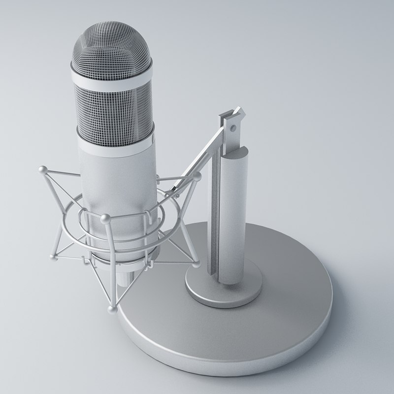 free retro recording microphone 3d model