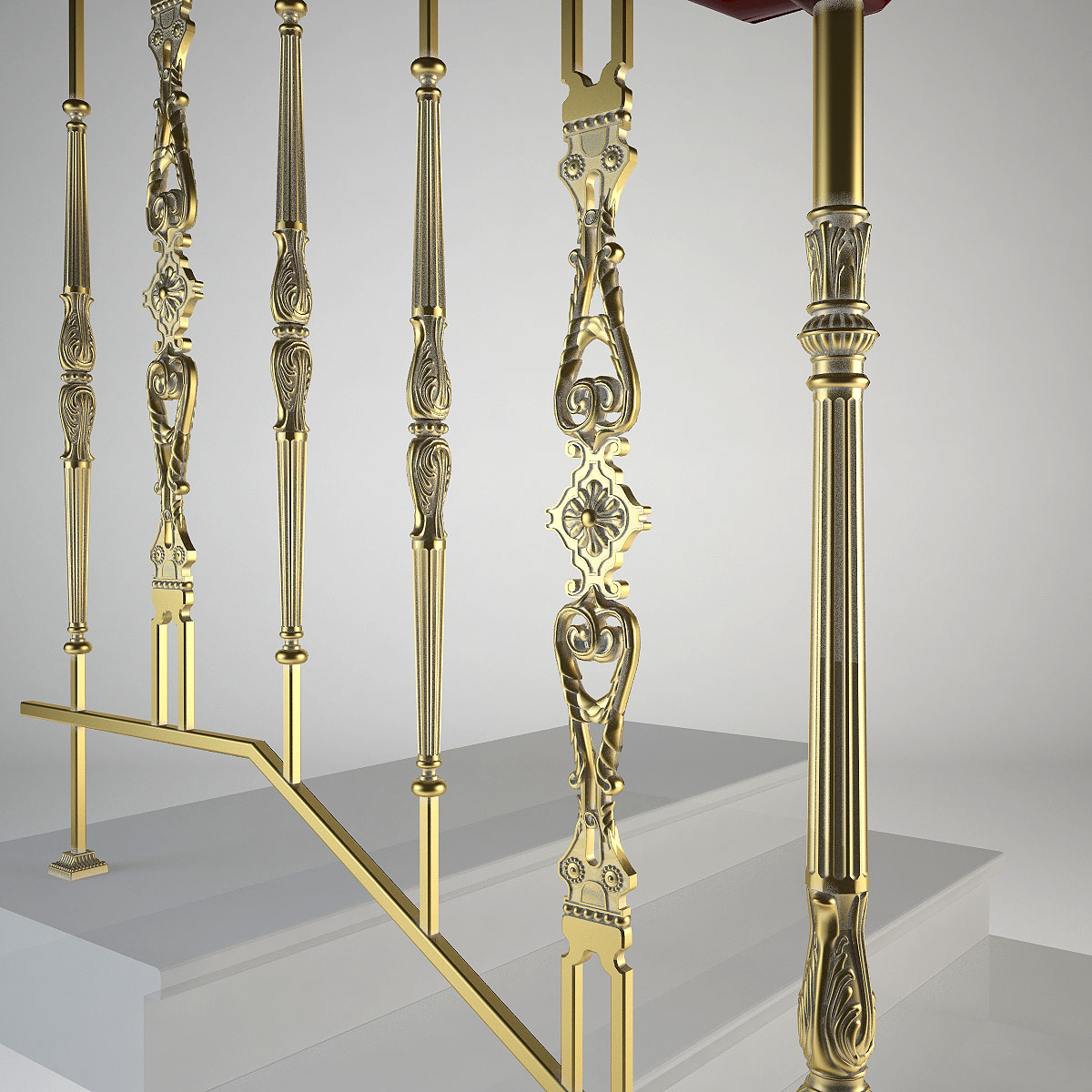 3ds wrought gold stair rails