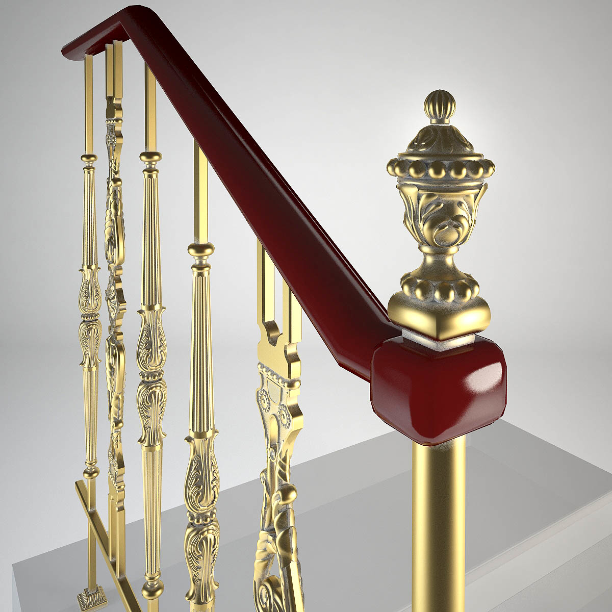3ds wrought gold stair rails