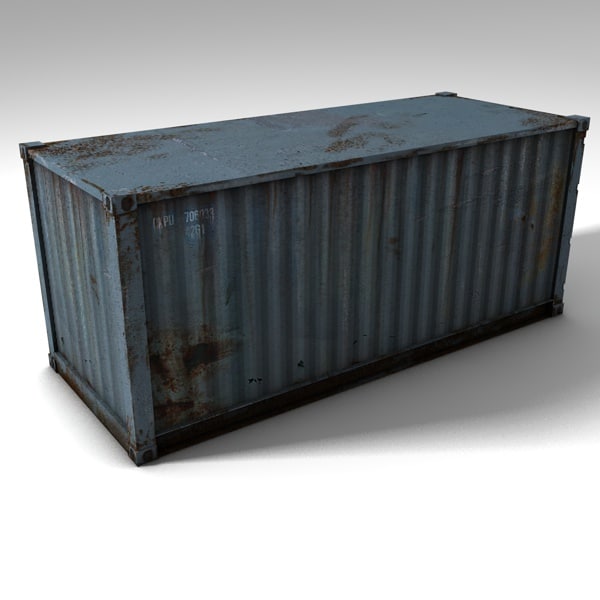 3d rusty cargo container polys model