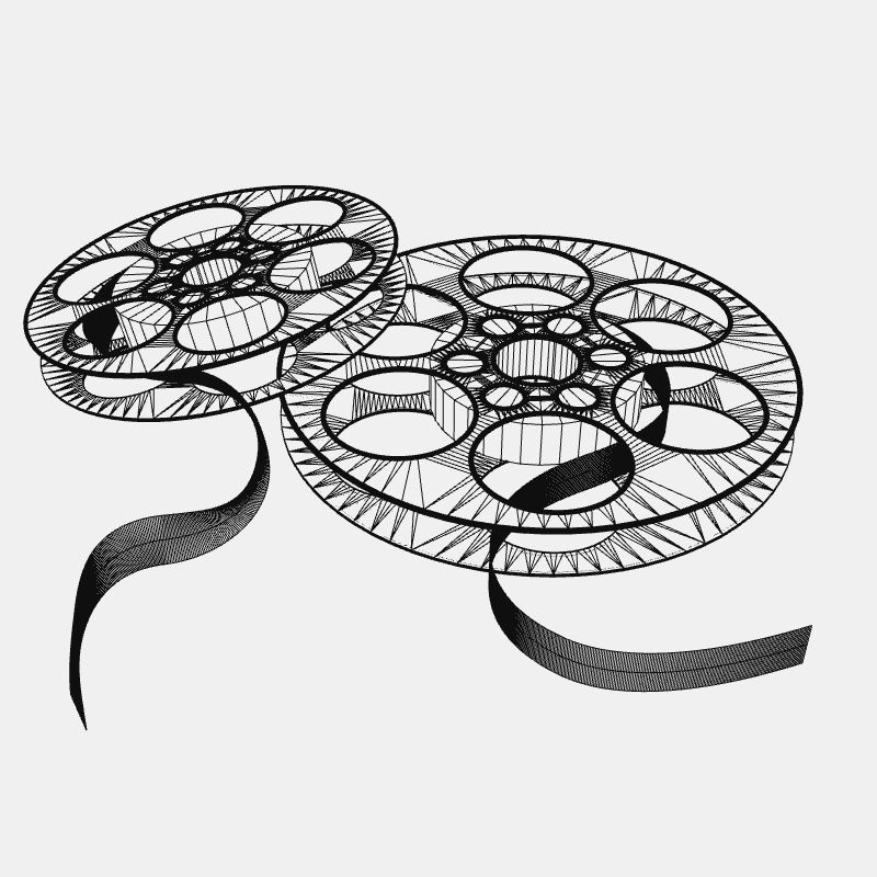 realistic film reels 3d obj