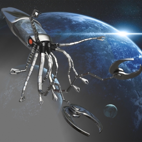 3d model of robot squid spacecraft rigged