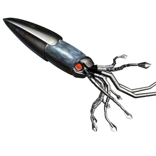 3d model of robot squid spacecraft rigged