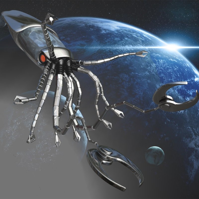 3d model of robot squid spacecraft rigged