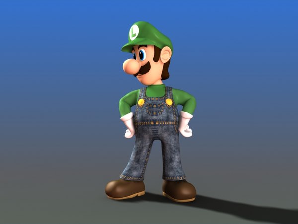 nintendo video character luigi 3d model