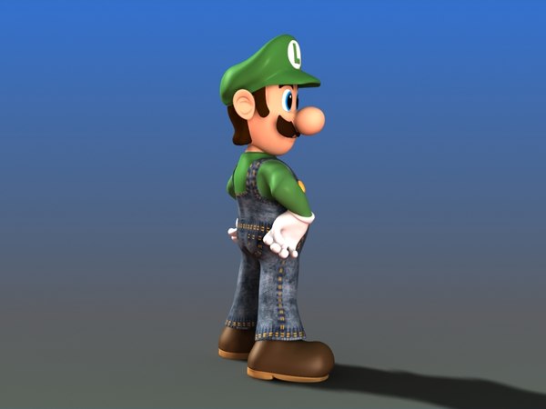nintendo video character luigi 3d model