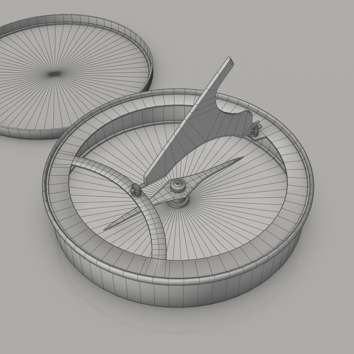 3d model old magnetic compass sunclock