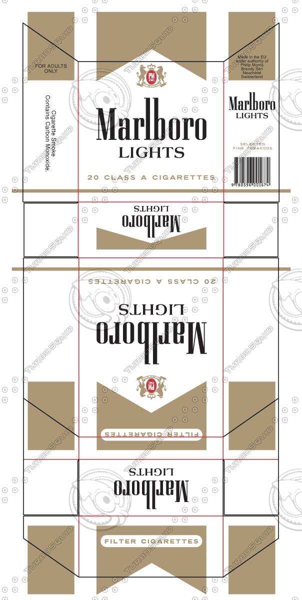 3d model marlboro lights cigarette box