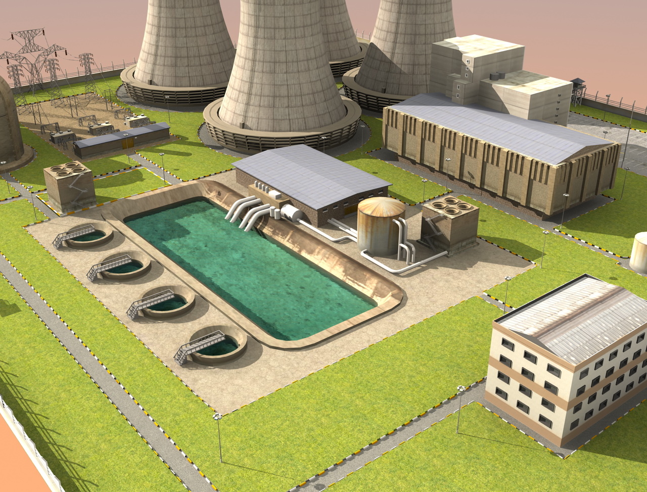 nuclear powerplant buildings 3d 3ds