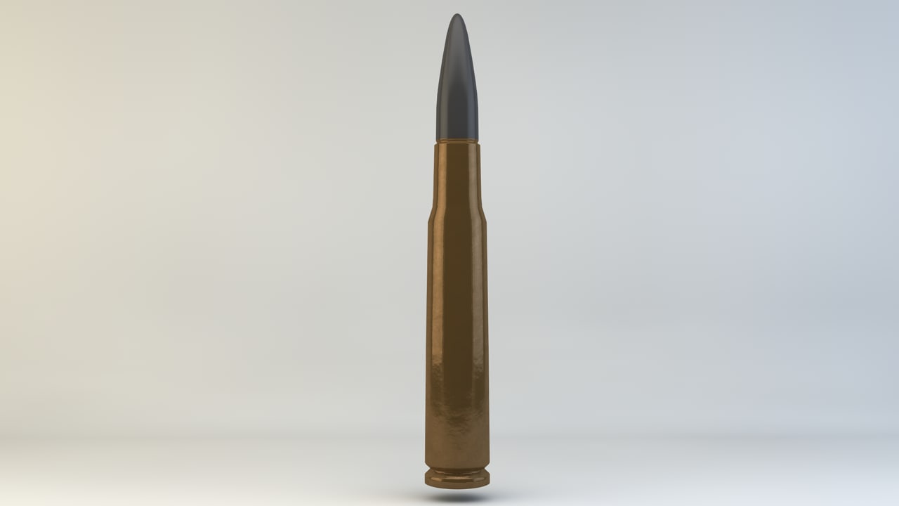 3d bullet casing hd lighting model