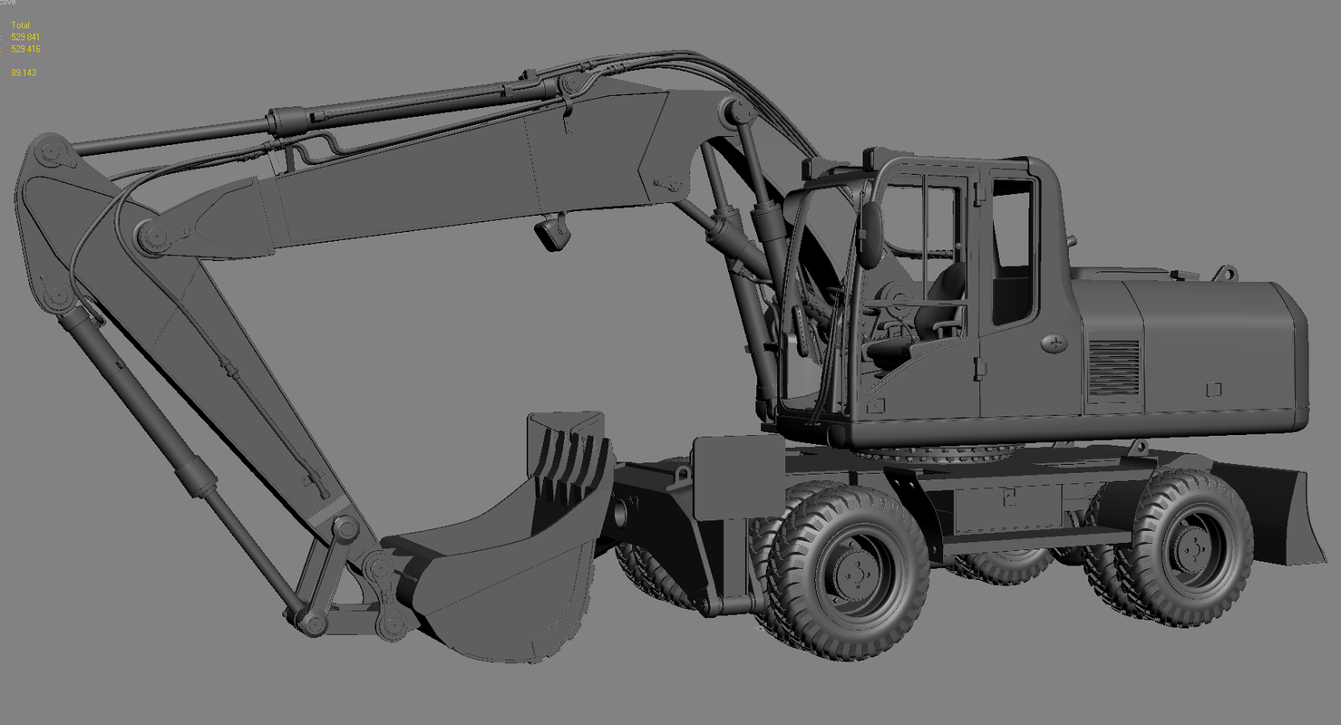 wheel excavator 3d model