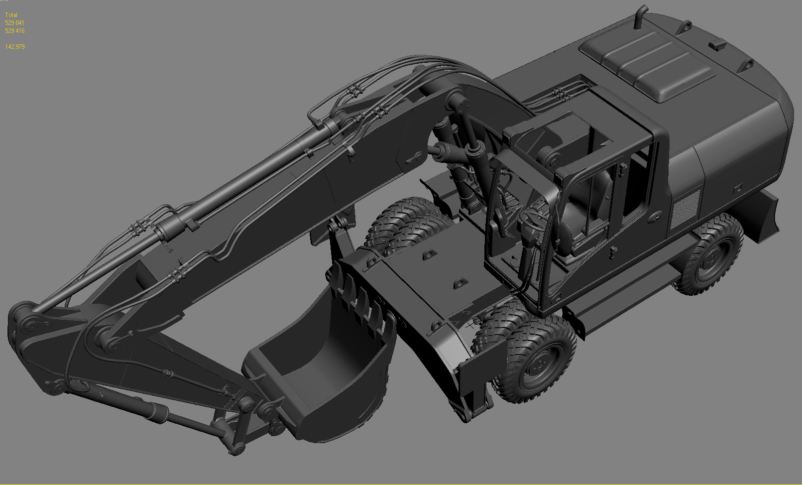 wheel excavator 3d model