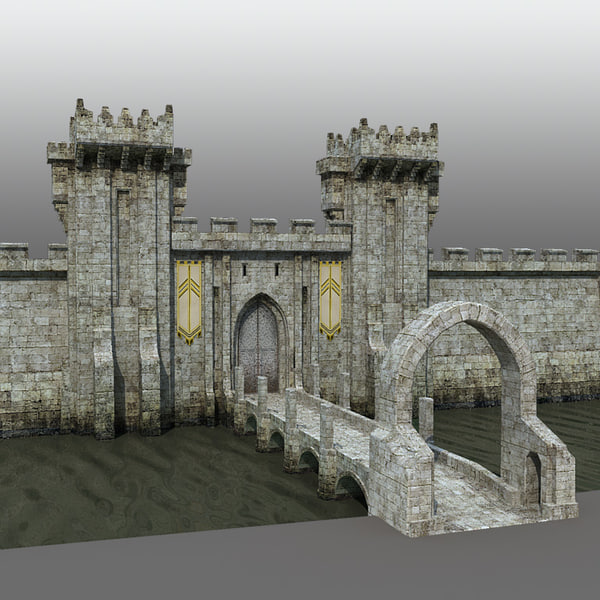 medieval castle gatehouse towers dxf