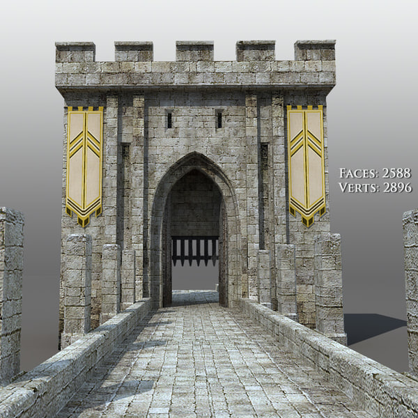 medieval castle gatehouse towers dxf
