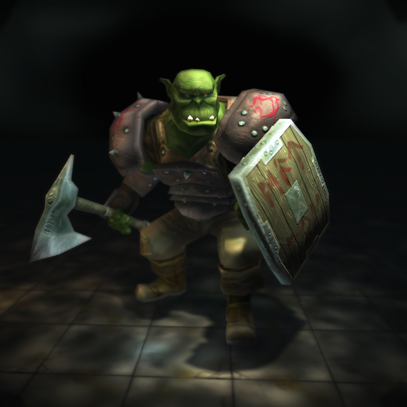 3d model orc warrior rigged animations