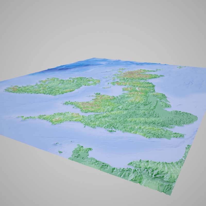 great britain mountain maps 3d model