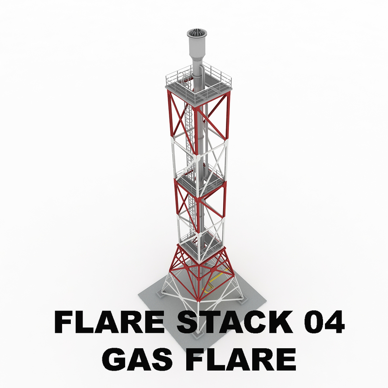 flare stack gas 04 3d model