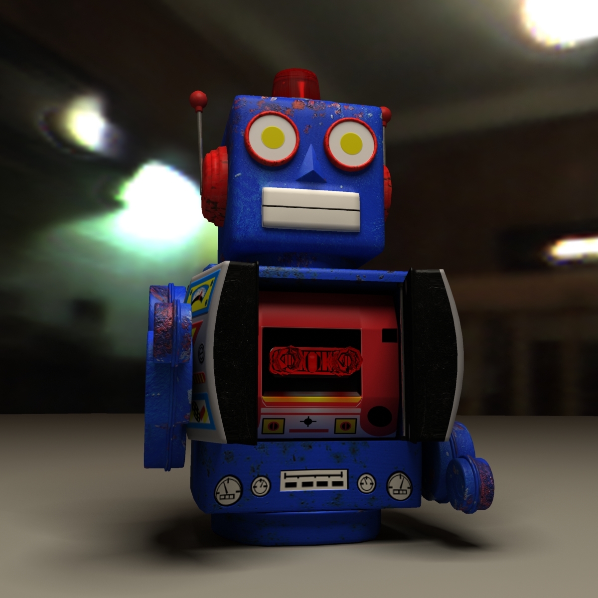 3d rigged rusty toy robot