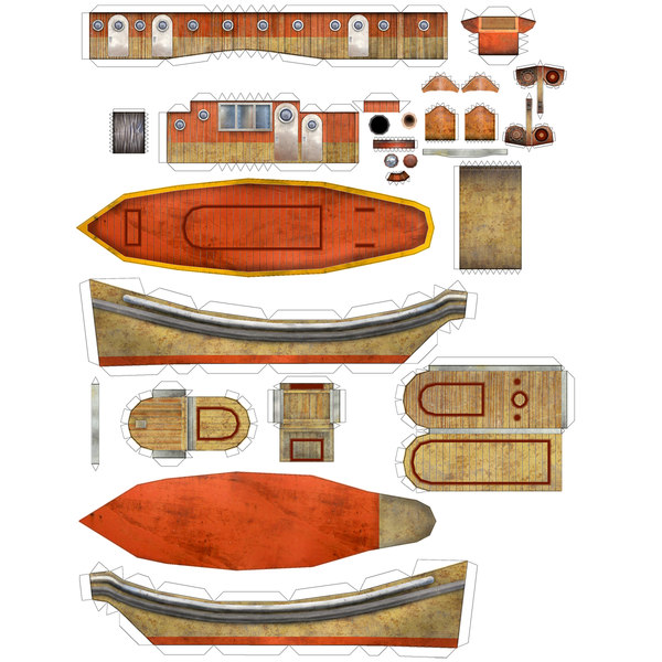 3d tug papermodel ship