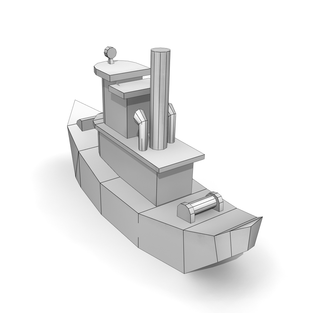 3d tug papermodel ship