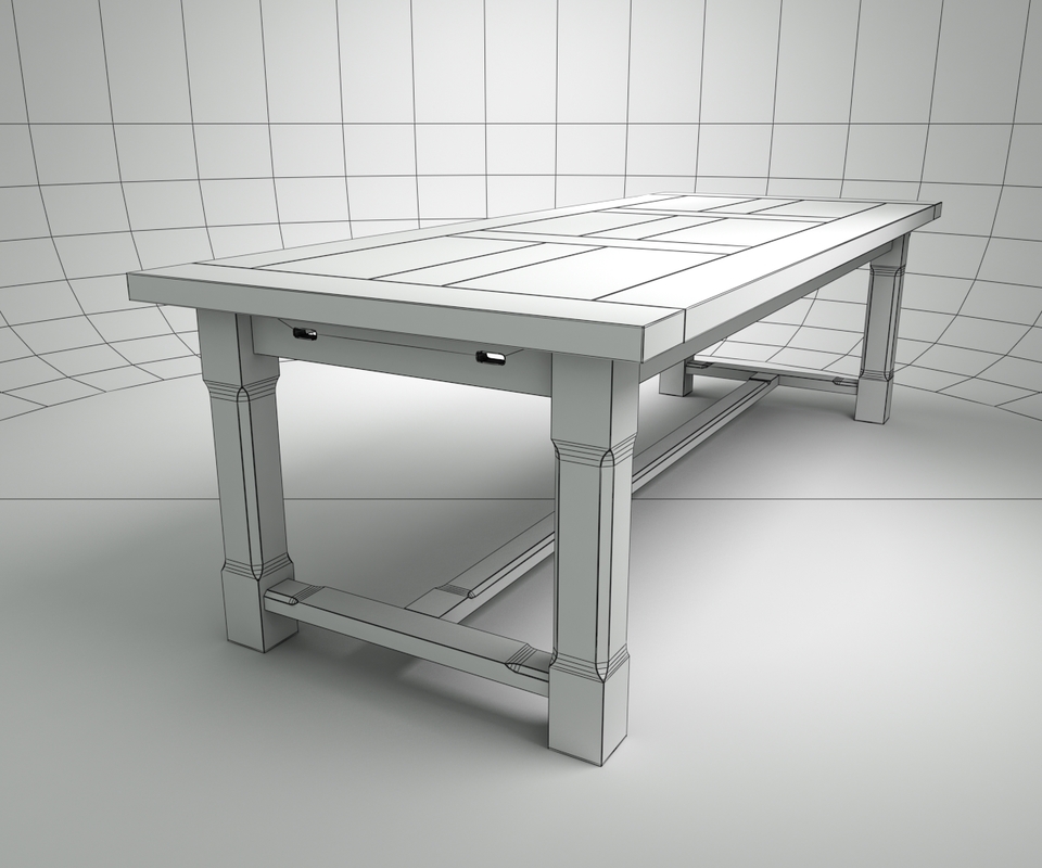 wood table 3d 3ds