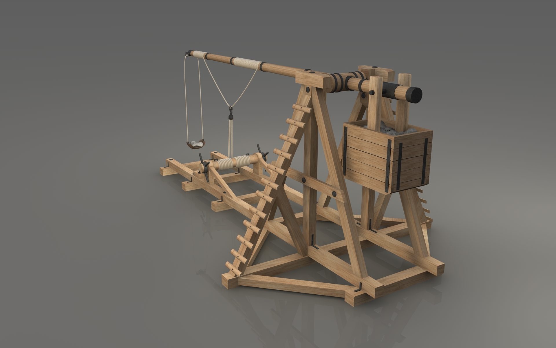 medieval trebuchet obj