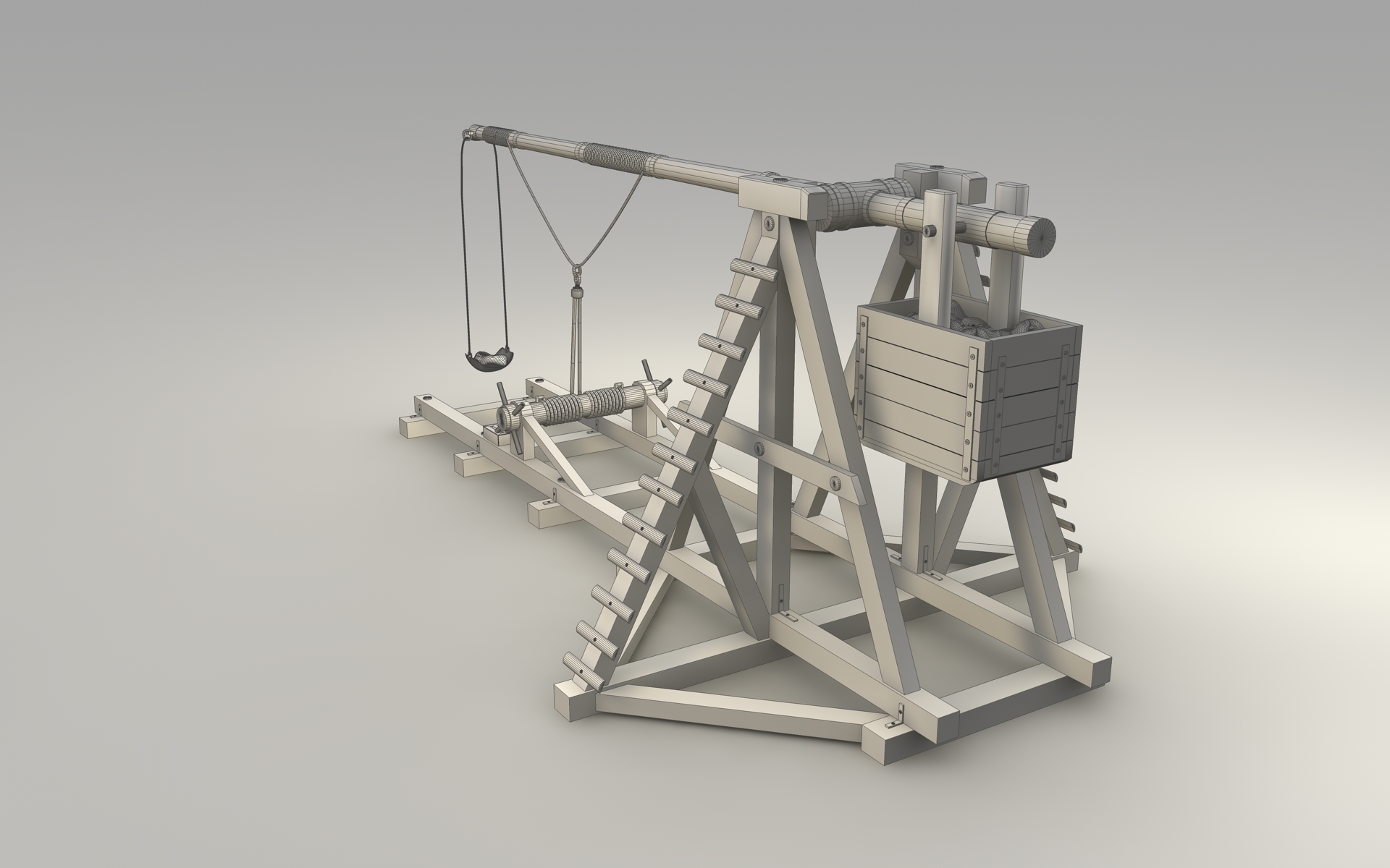 medieval trebuchet obj