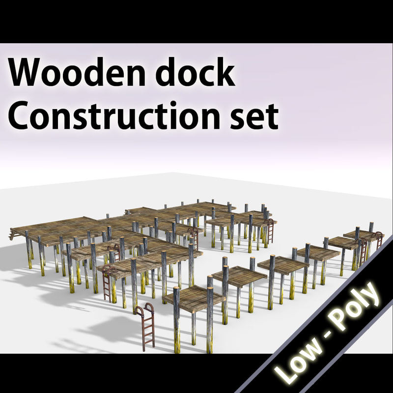 free wooden dock 3d model