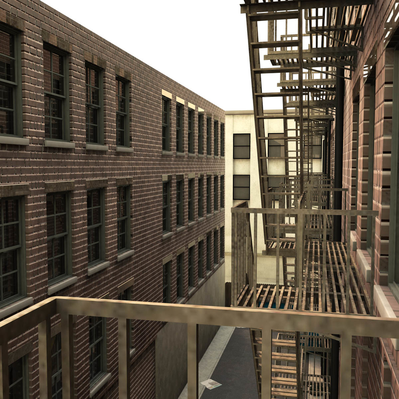3d model new york city alley