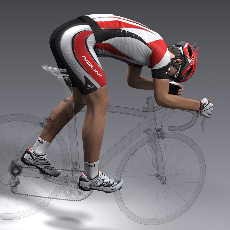 rigged bicycle rider 3d model