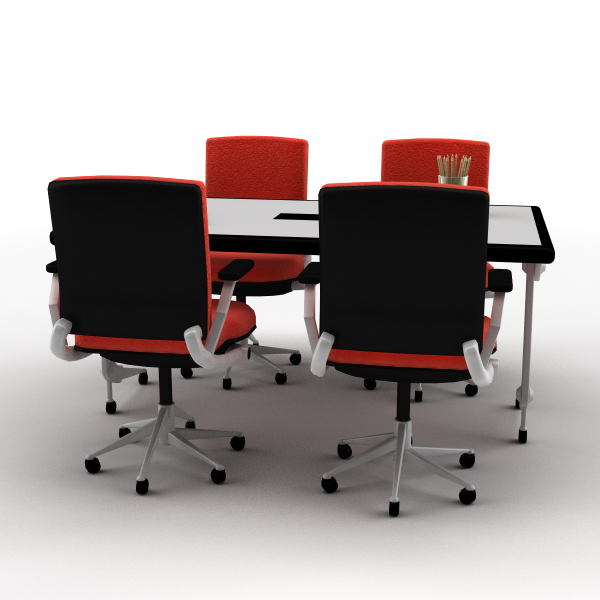 3d model modern classroom table chairs
