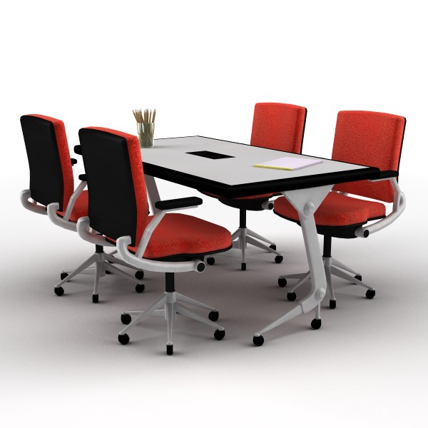 3d model modern classroom table chairs