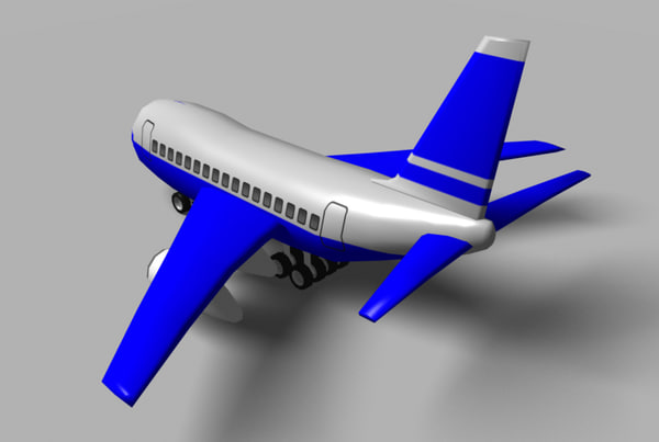 3d cartoon style 747 jet airplane