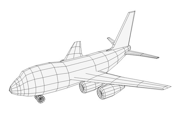 3d cartoon style 747 jet airplane