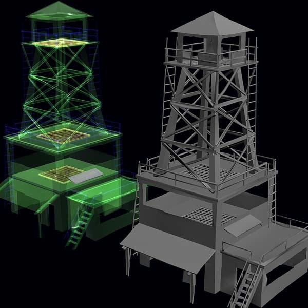 3d model military tower