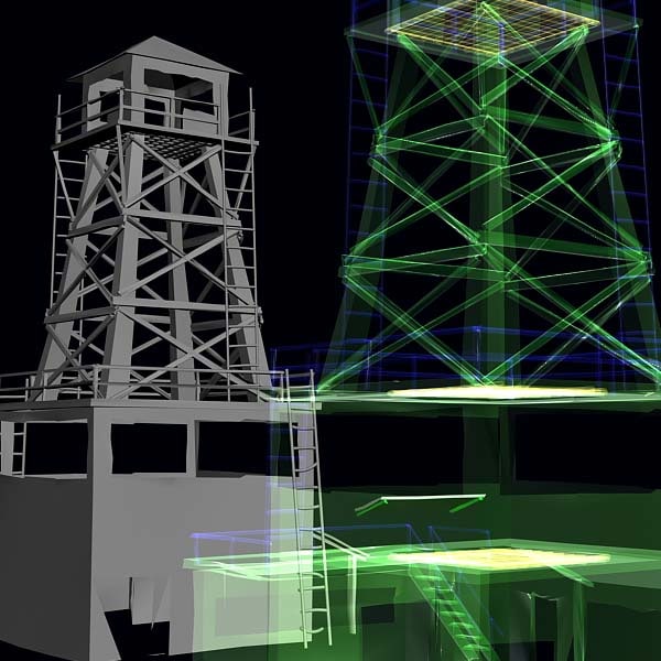 3d model military tower