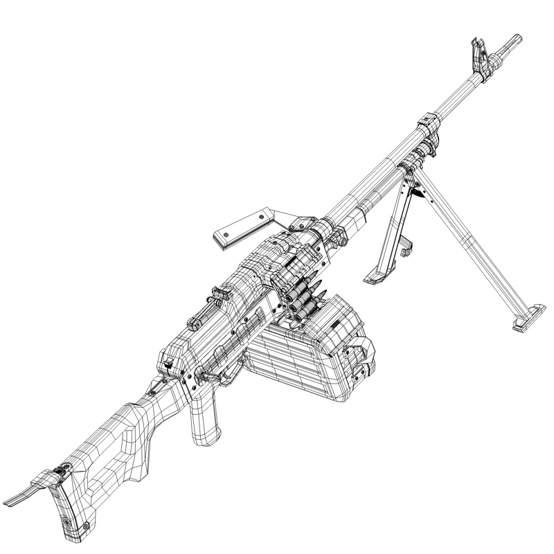 pkm machine gun 3d model