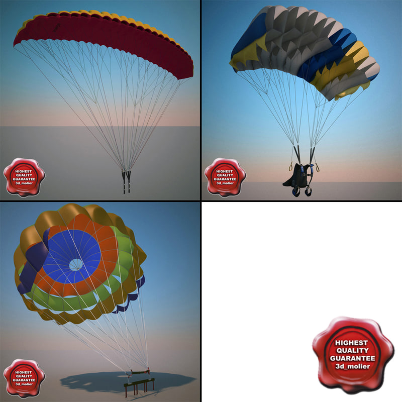 parachutes paragliding modelled 3d max