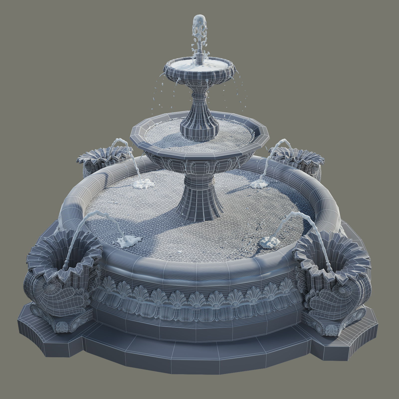 3d max fountain exterior water